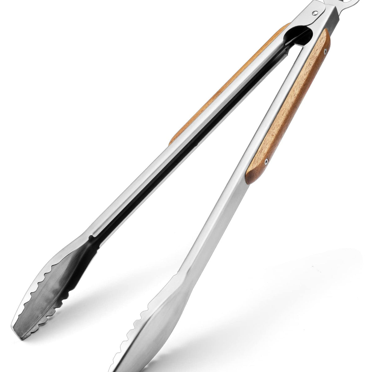 Wood-Handled Grill Tongs, 19.5''/50Cm Extra Long Bbq Tongs, Heavy Duty ...
