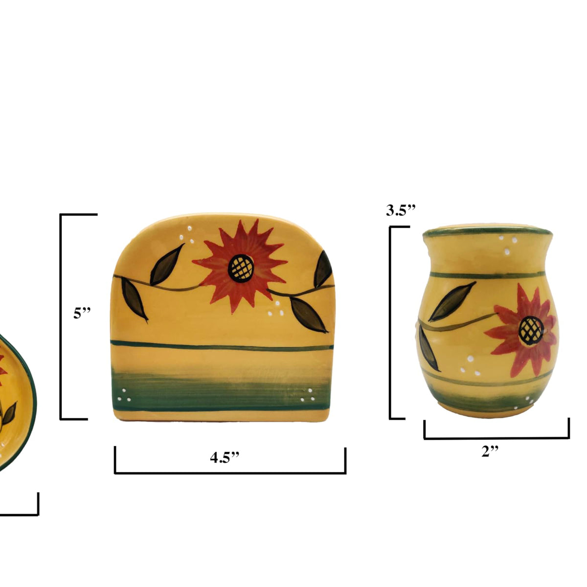 Ack Tuscany Country Sunflower Hand Painted Ceramic 4Pcs Table/Stove To ...