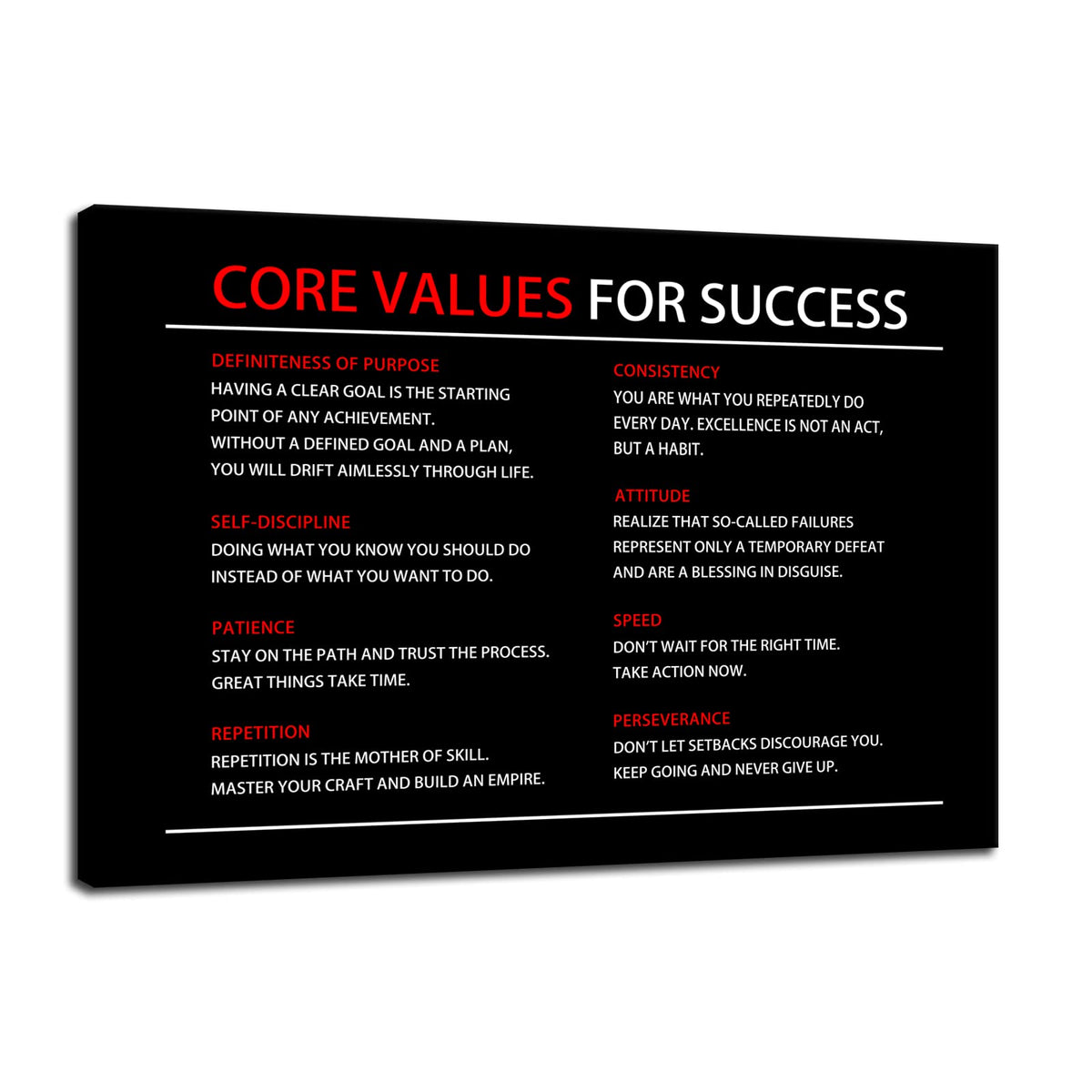 Inspirational Wall Art Core Values Quote Motivational Poster Inspiring ...