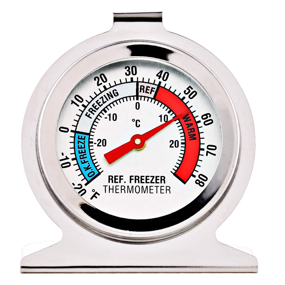 2 Pack Refrigerator Freezer Thermometer Large Dial Analog Thermometer ...