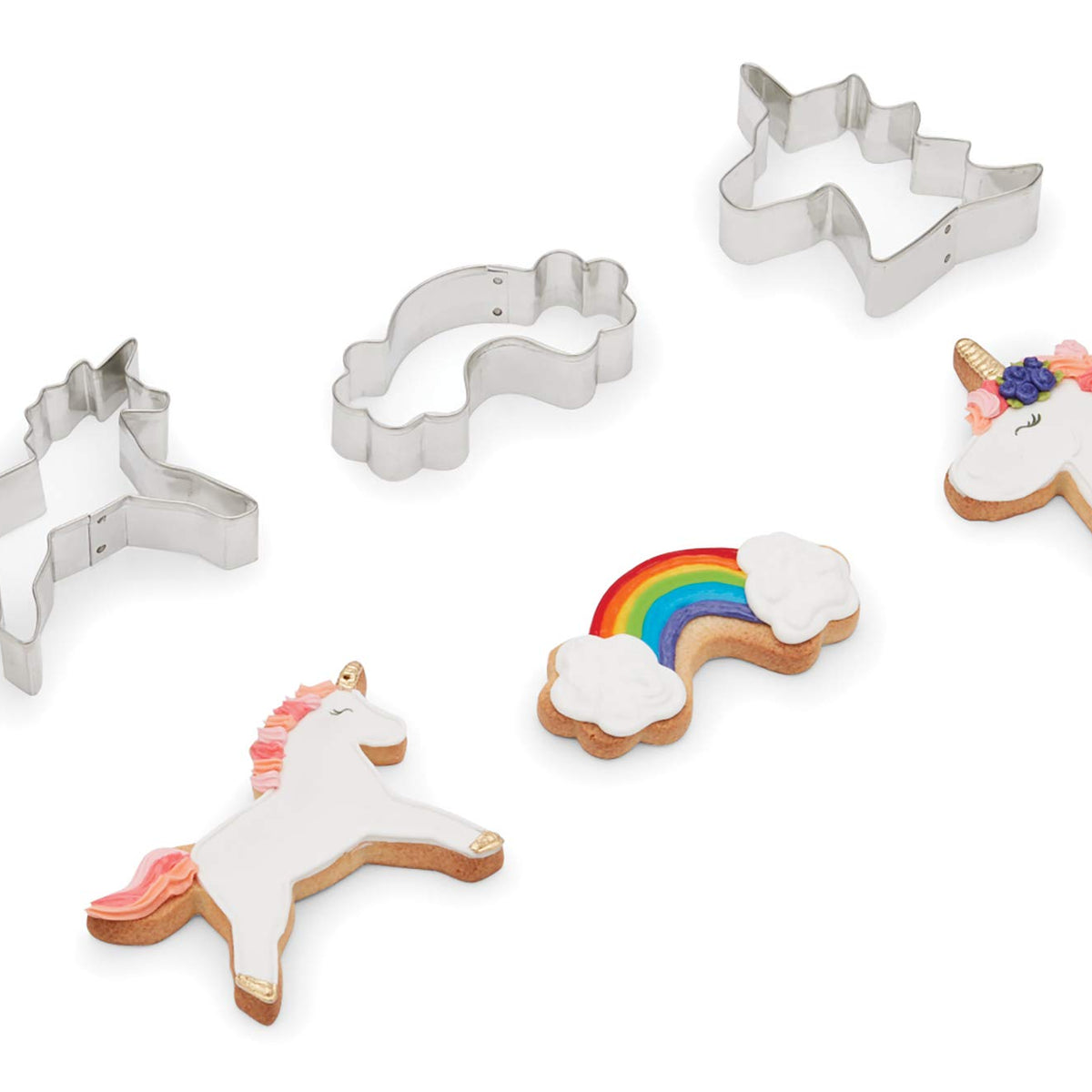 Fox Run Unicorn And Rainbow Cookie Cutters, Set Of 3, Stainless Steel ...
