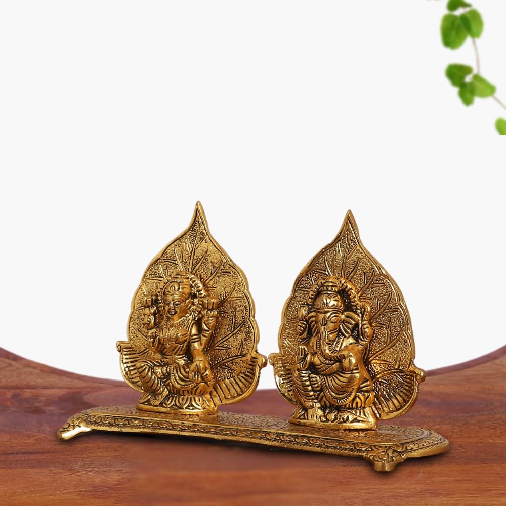 Smiles Gift Gold Plated Patta Laxmi Ganesh Idol Statue | Aluminium Fig ...