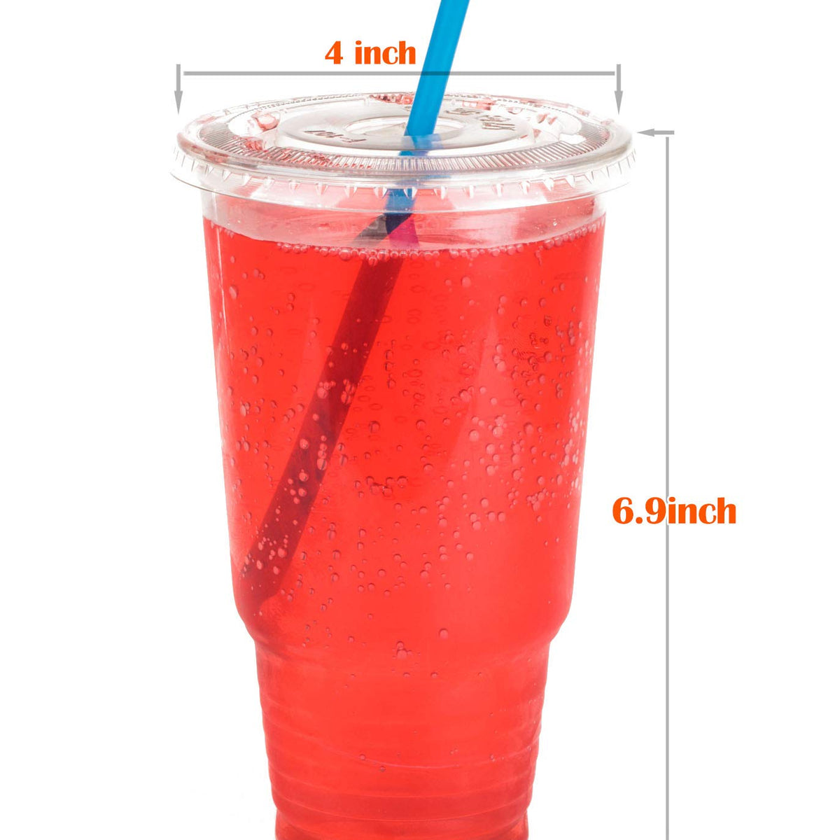 Golden Apple Cup Series, 32Oz Clear Plastic Cups With Flid Lids With X ...