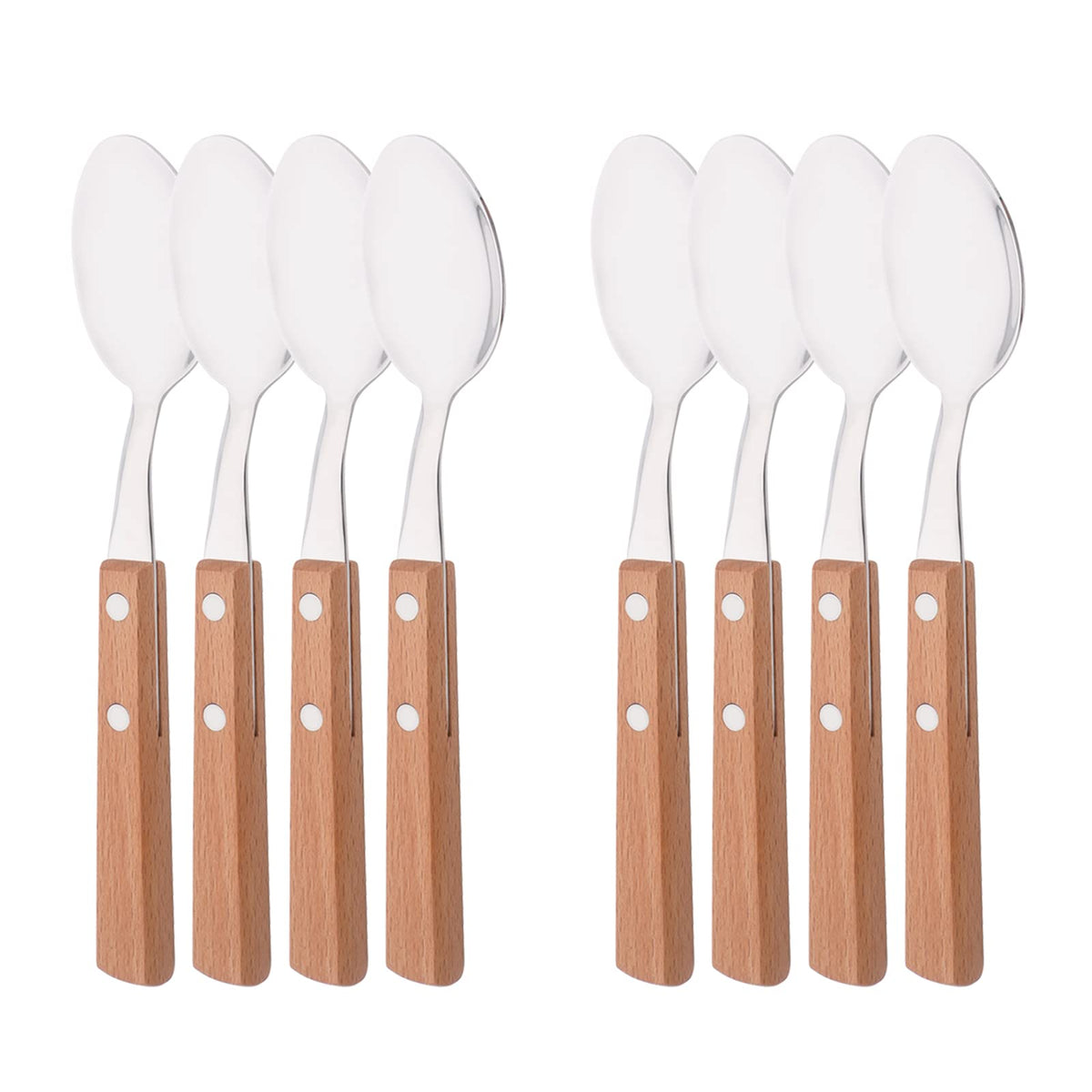 Natural Wood Dinner Spoons Set, Uniturcky 7.9'' Spoons Silverware, 304 ...