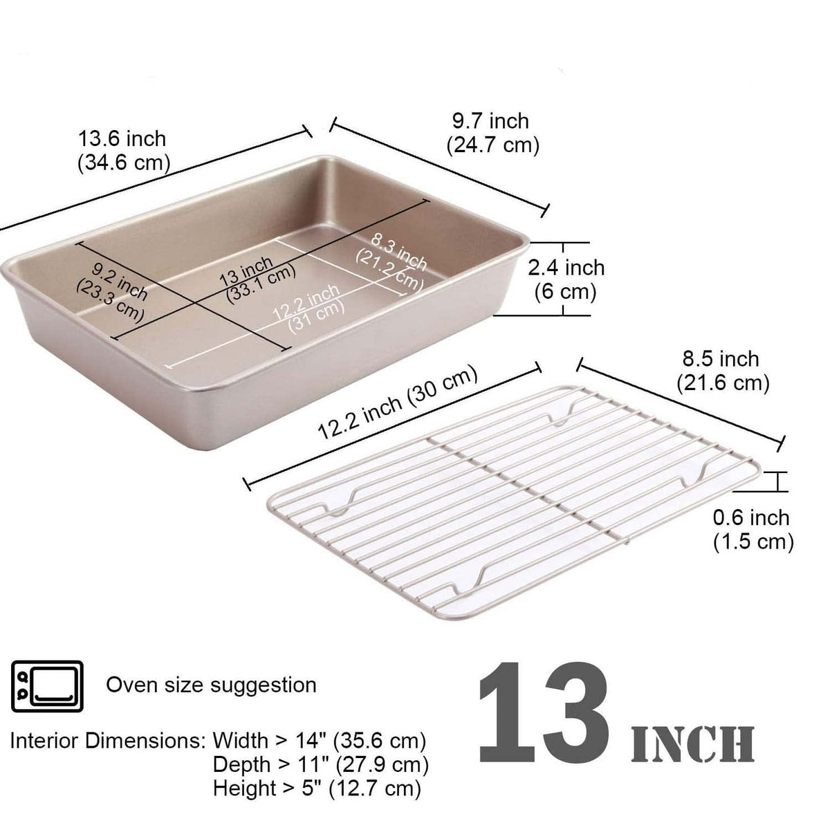Turkey Roasting Pan With Rack For Ovens, Nonstick Rectangular Turkey C ...