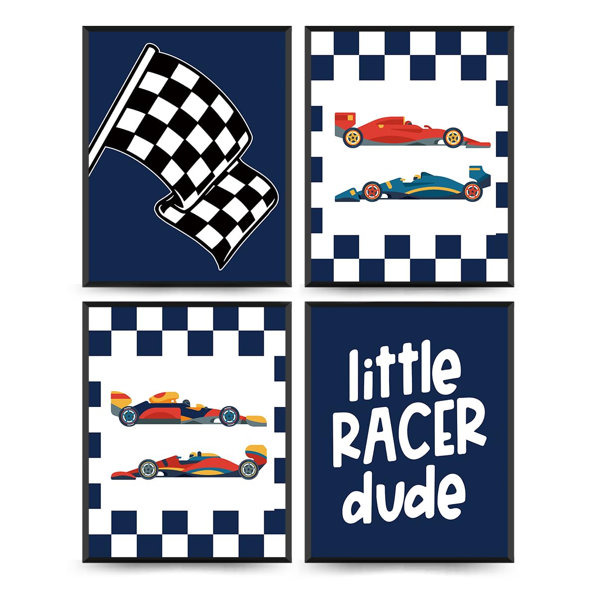 Plkmn Race Car Room Decor For Boys,Little Racer Dude 8X10 Art Print,Bu ...