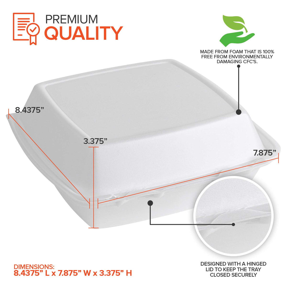 Stock Your Home 8X8 Clamshell Take Out Boxes (25 Pack) Medium 3-Compar ...