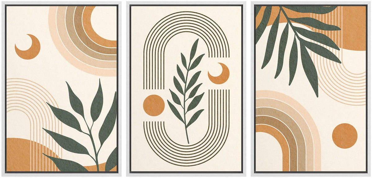 Idea4Wall Framed Wall Art Print Set Geometric Crescent Moon Tropical P ...