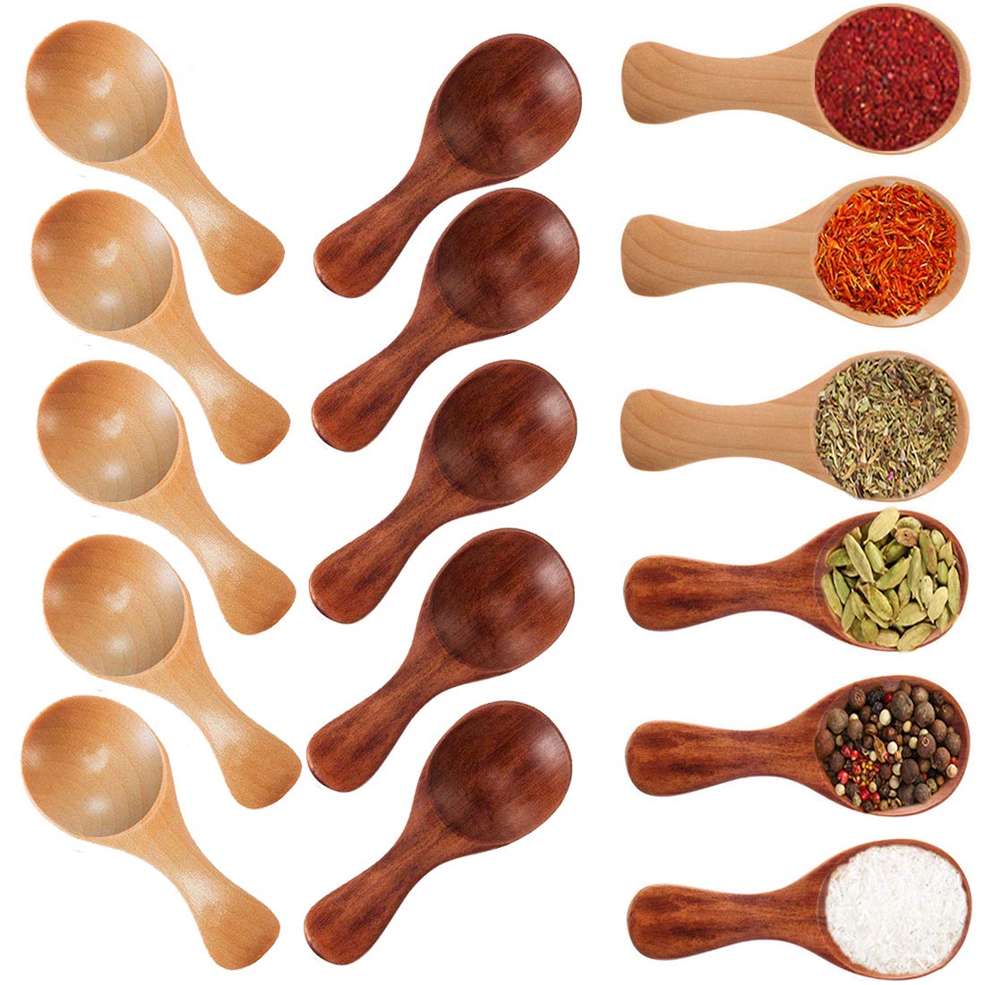 Small Wooden Salt Spoon - 20 Pack Mini Wood Spoon With Short Handle, P ...
