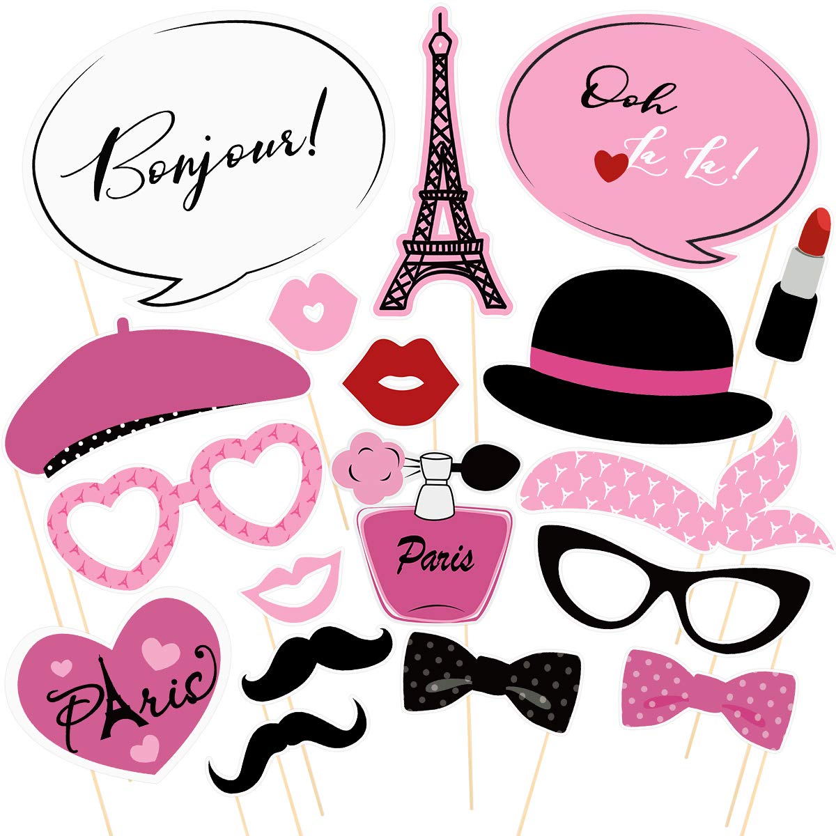 Paris Photo Props Paris Party Photo Booth Props Kit Paris Themed Decor ...