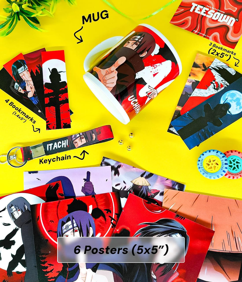 Teesown Itachi Uchiha Anime Gift Combo - Includes 4 Products - Mug, Ke ...