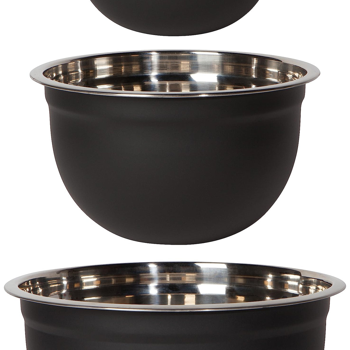 Now Designs Matte Coated Steel Mixing Bowls, Black, 5 Qt, 3 Qt, 1.5Qt ...