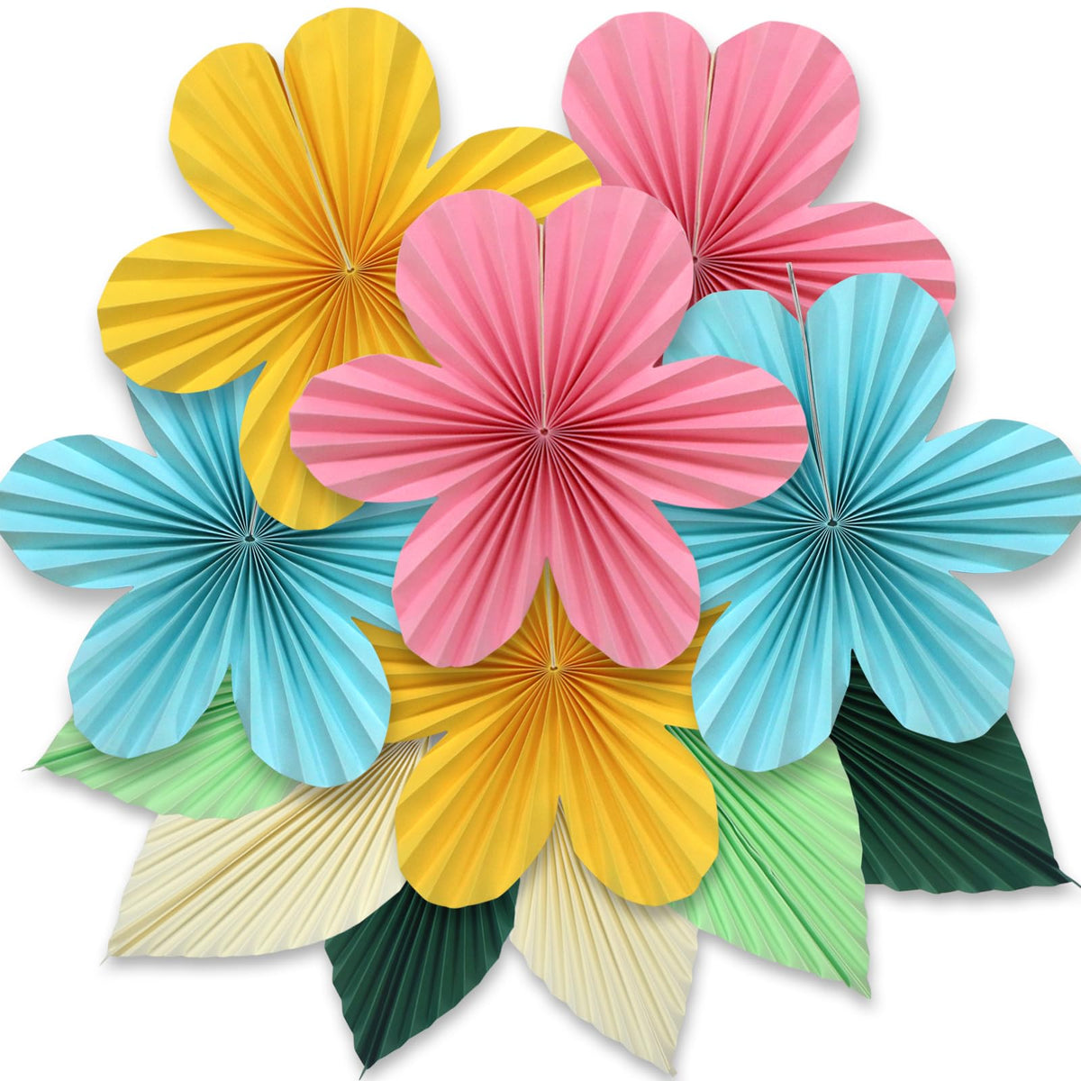 Adlkgg Paper Flowers Leaves Fan Party Decorations, Hanging Flower Wall ...