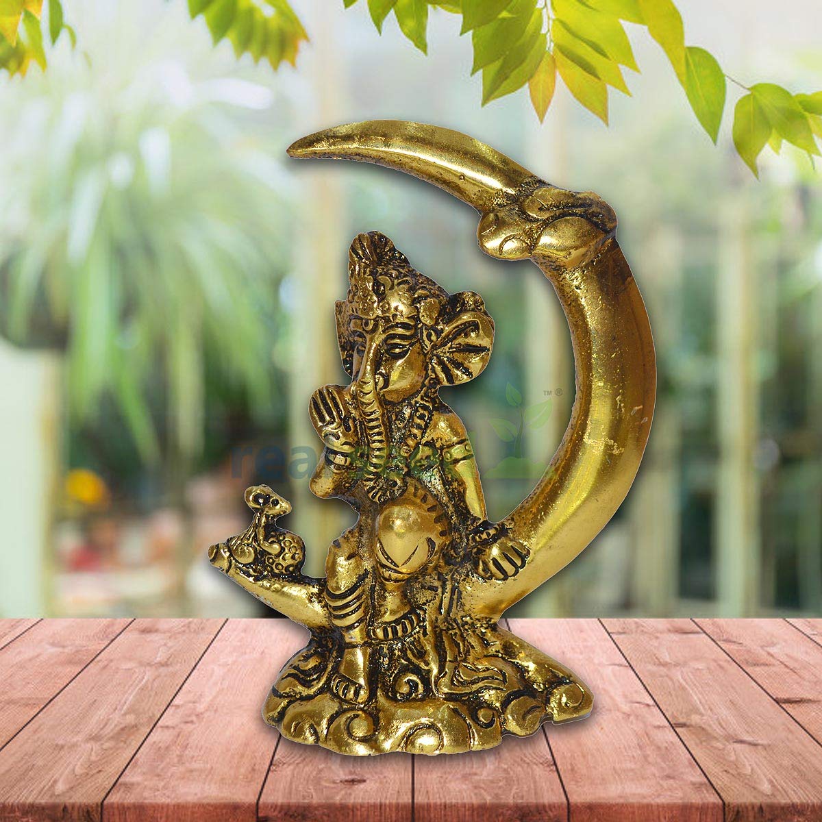 Real Seed Brass Ganesha Statue, Ganesh Sitting On Moon Sculpture | Siz ...