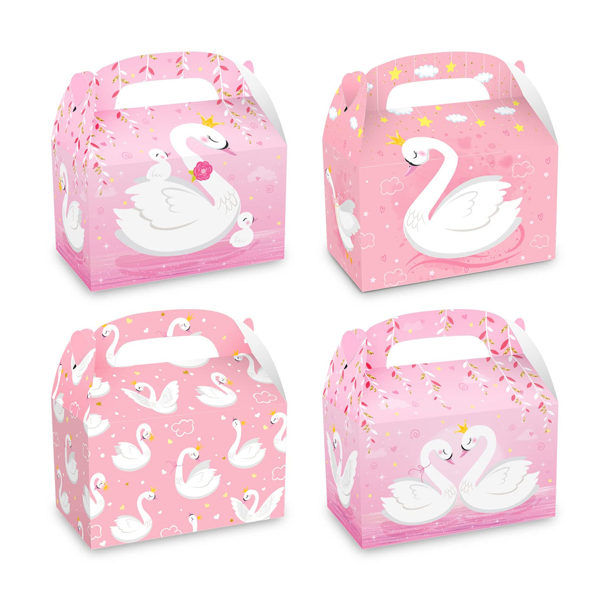 Na 12 Packs Swan Party Favor Treat Boxes Pink Swan Party Favors Box Ro ...