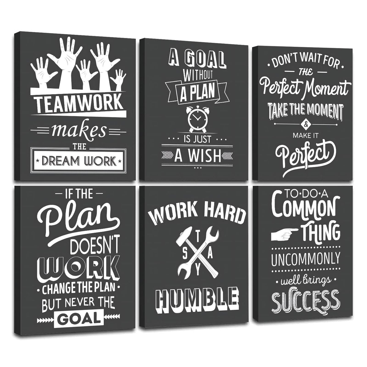 Framed Teamwork Wall Art For Office, Black And White Office Wall Decor ...