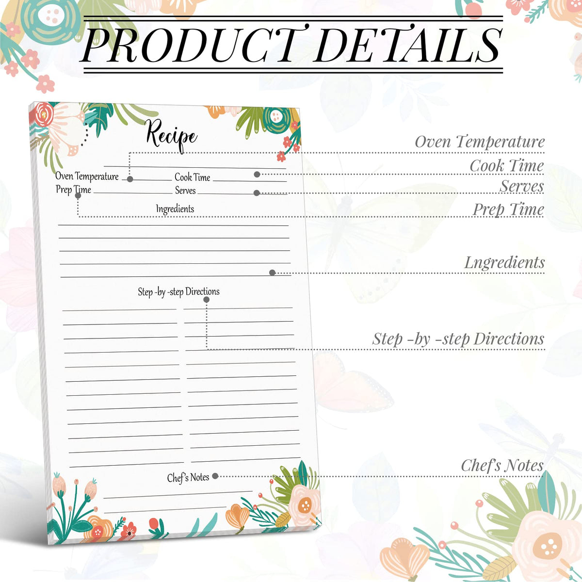 50 Sheets Recipe Paper Full Size Recipe Refill Pages 8.5 X 11 Inch Rec ...