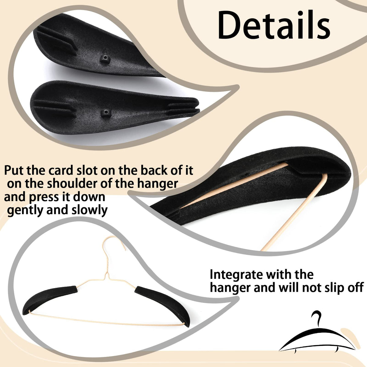 8 Pieces Velvet Hanger Shoulder Pads Over Hanger Pads Black Form Shoul ...