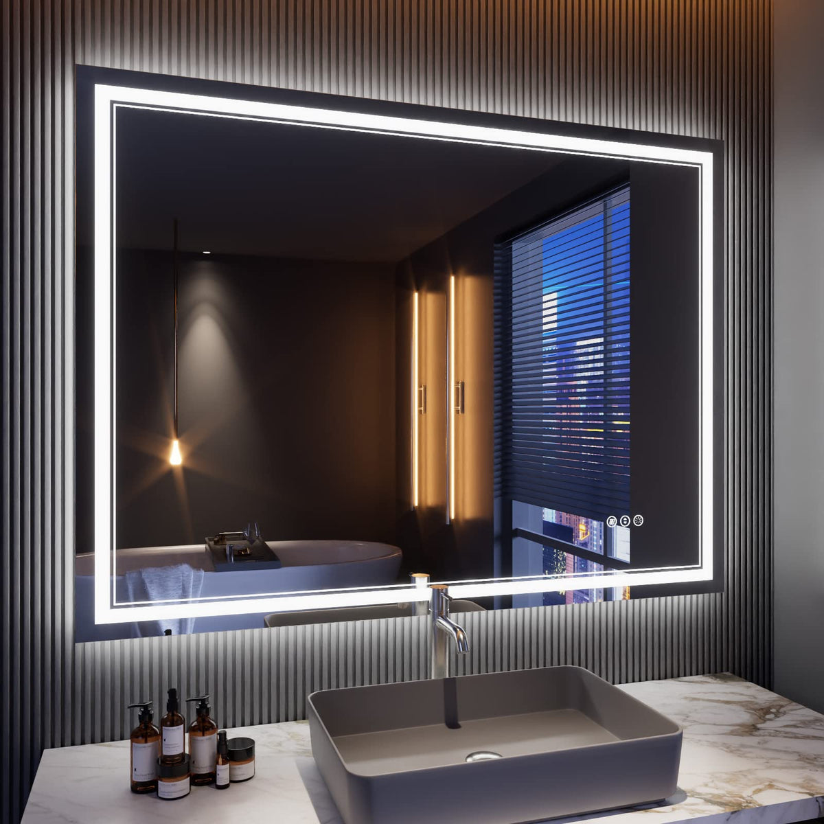 Istripmf 48X36 Inch Bathroom Mirror Led With Lights, Backlit And Front ...