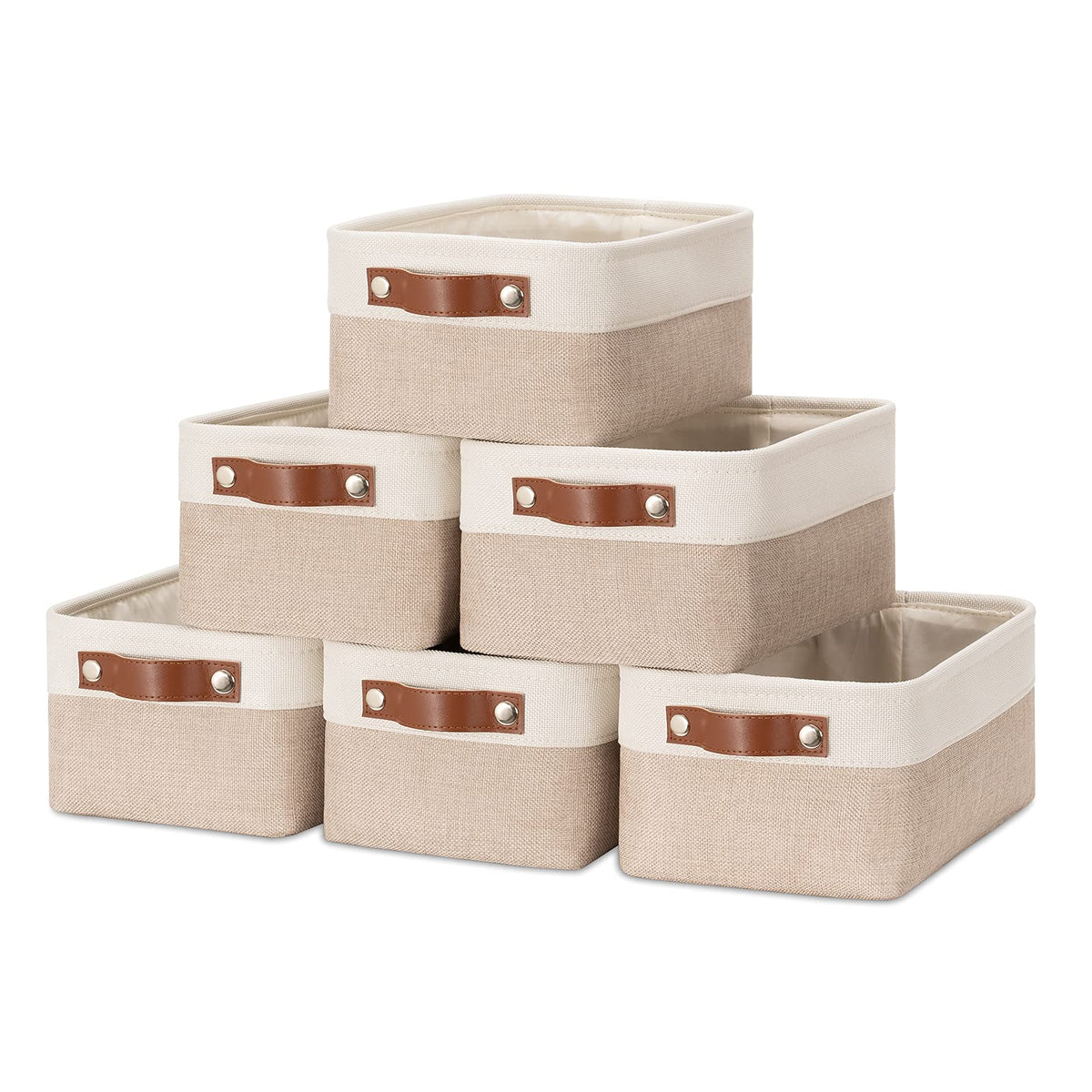 HNZIGE Small Fabric Baskets for Organizing(6 pack) Collapsible Storage ...