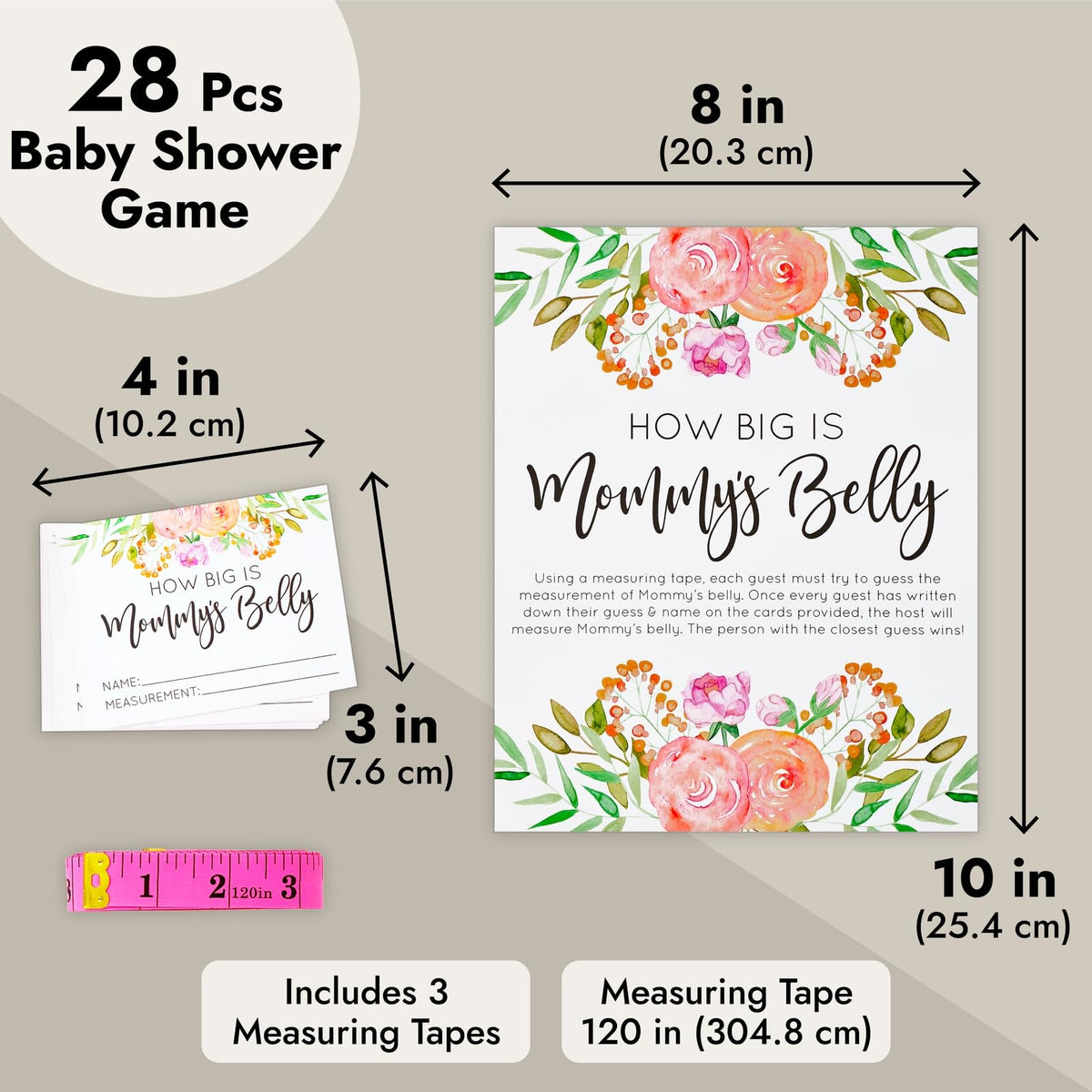 Sparkle And Bash Baby Shower How Big Is Mommys Belly Game With 24 Card ...