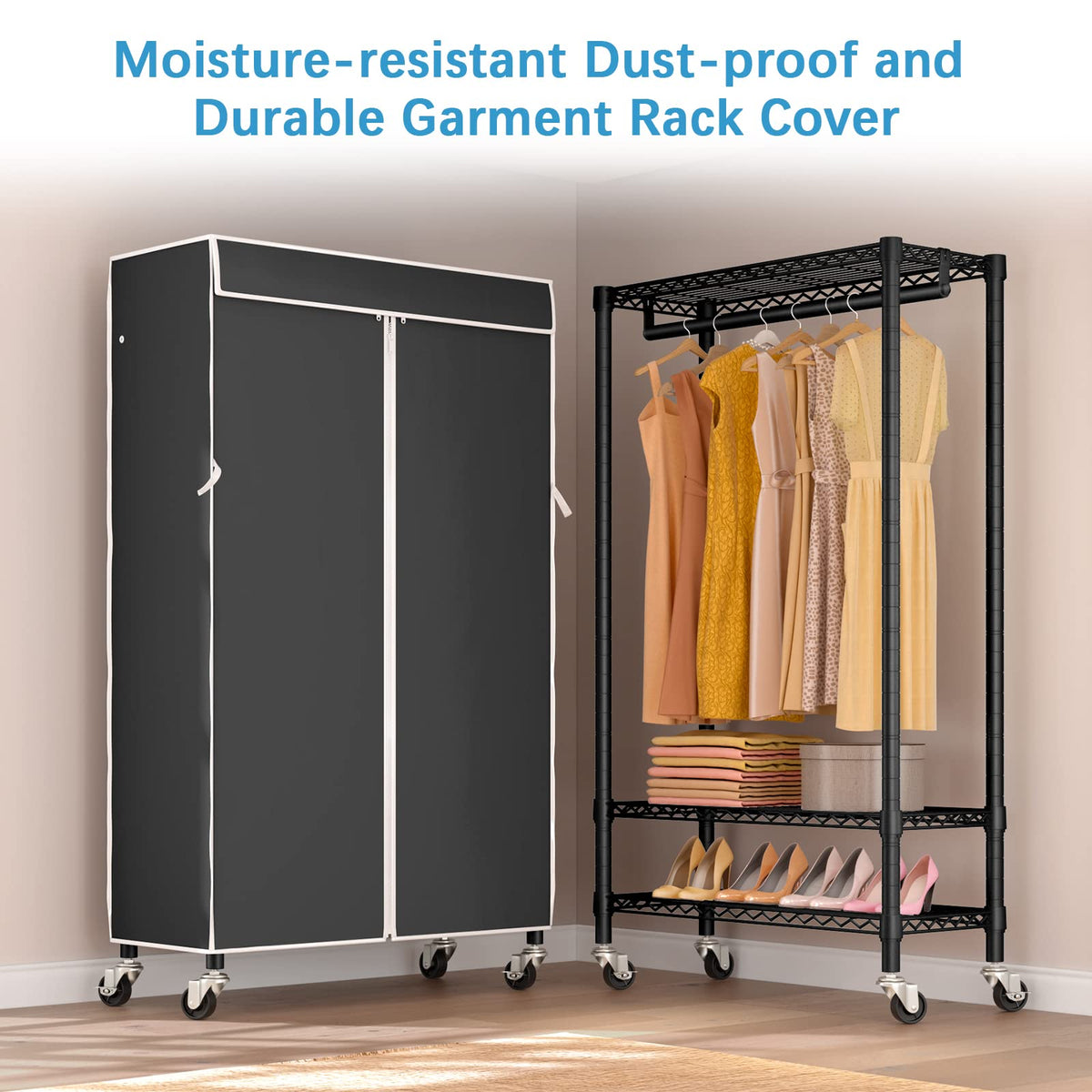 Vipek R1C Rolling Clothes Rack With Cover Portable Closet For Hanging ...
