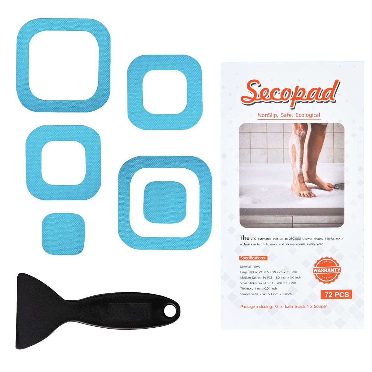 Secopad Non-Slip Bathtub Stickers, 36 Pcs Safety Bathroom Tubs Showers ...
