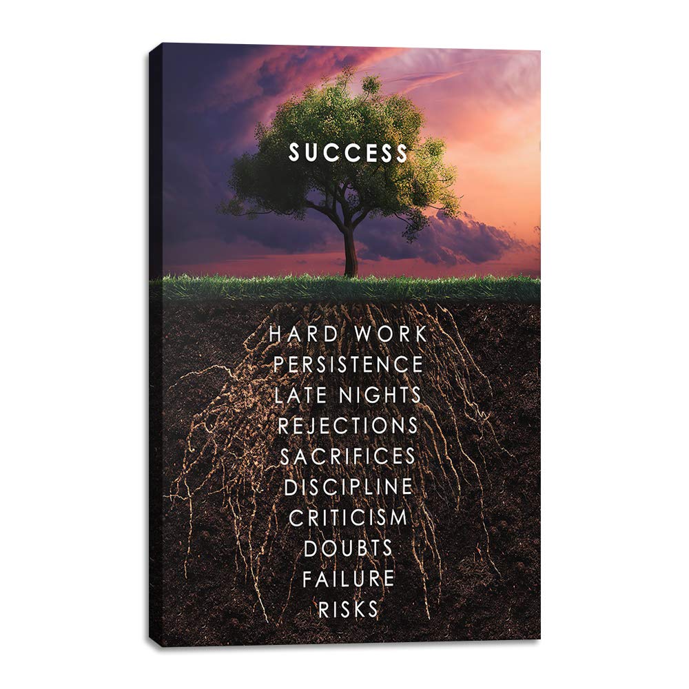 Success Tree Inspirational Quote Canvas Wall Art Motivational Motto Pa ...