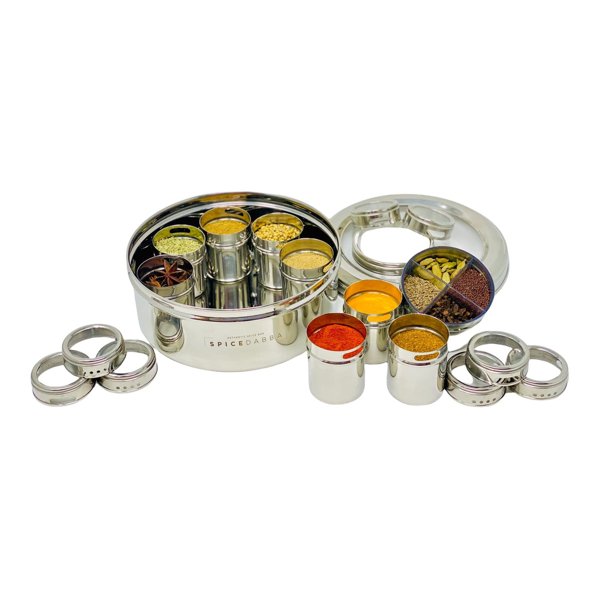 spice dabba Stainless Steel Indian Spice Box,Salt Pepper Unique Design ...