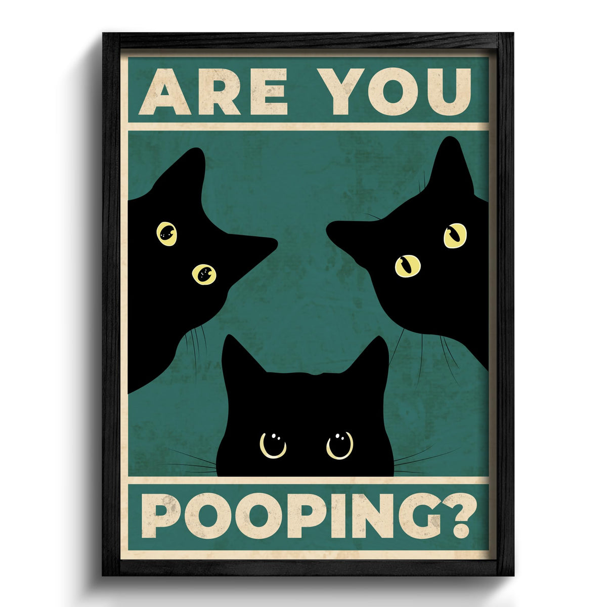 Heiple Framed Bathroom Wall Art Black Cat Are You Pooping Funny Bathro ...