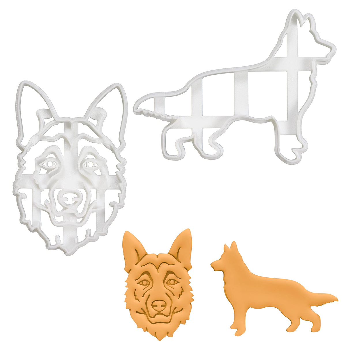 Set Of 2 German Shepherd Cookie Cutters (Designs: Face & Body), 2 Piec ...