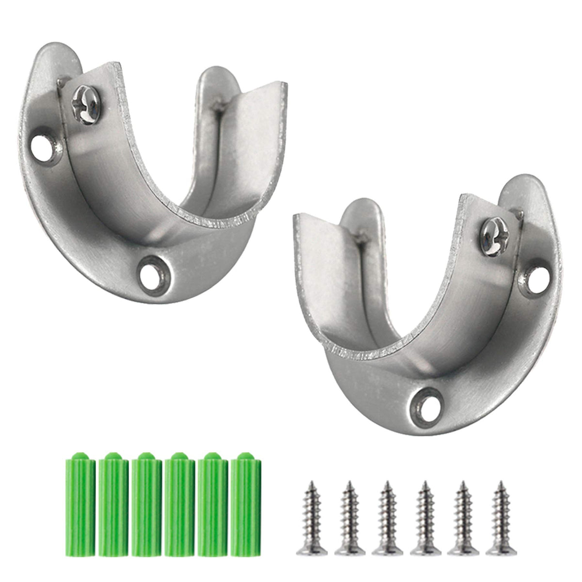Seimneire 2Pcs Heavy Duty Stainless Steel Rod Socket, Wardrobe Bracket ...