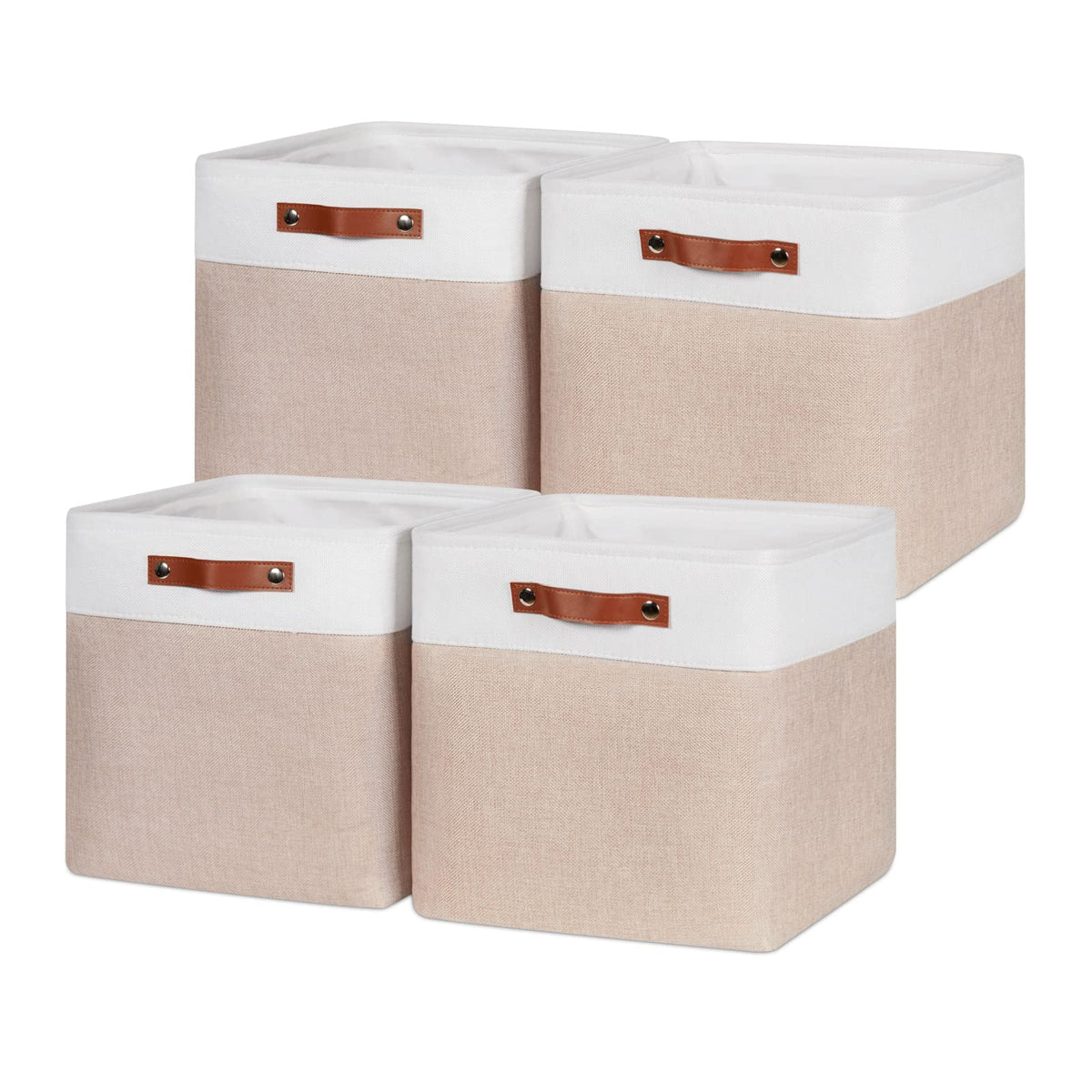 HNZIGE Fabric Baskets Storage Cubes Baskets Set(4 Pack) Large Cube Bas ...