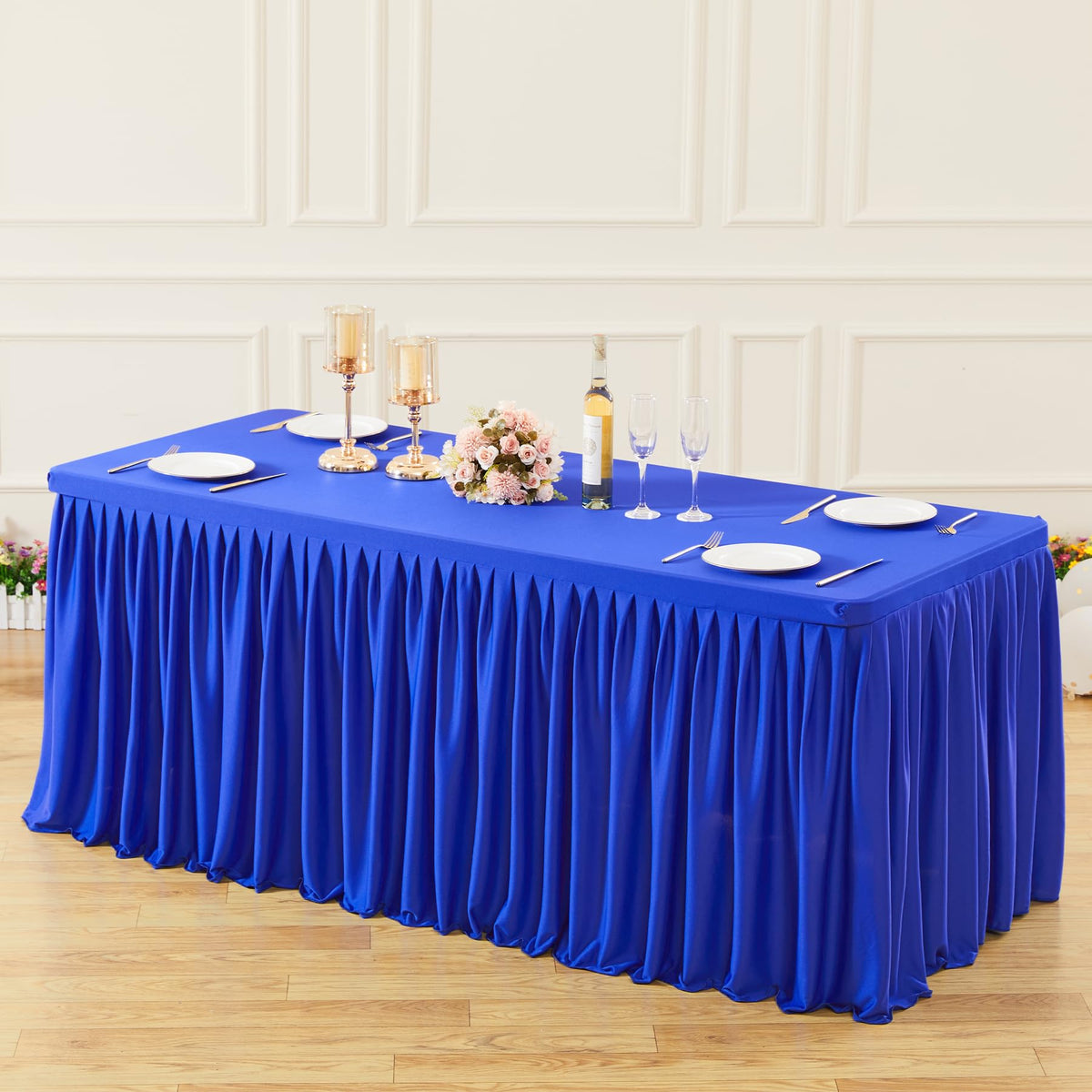 Royal Blue Polyester Table Clothes For 6 Foot Rectangle Tables, Wrinkl ...
