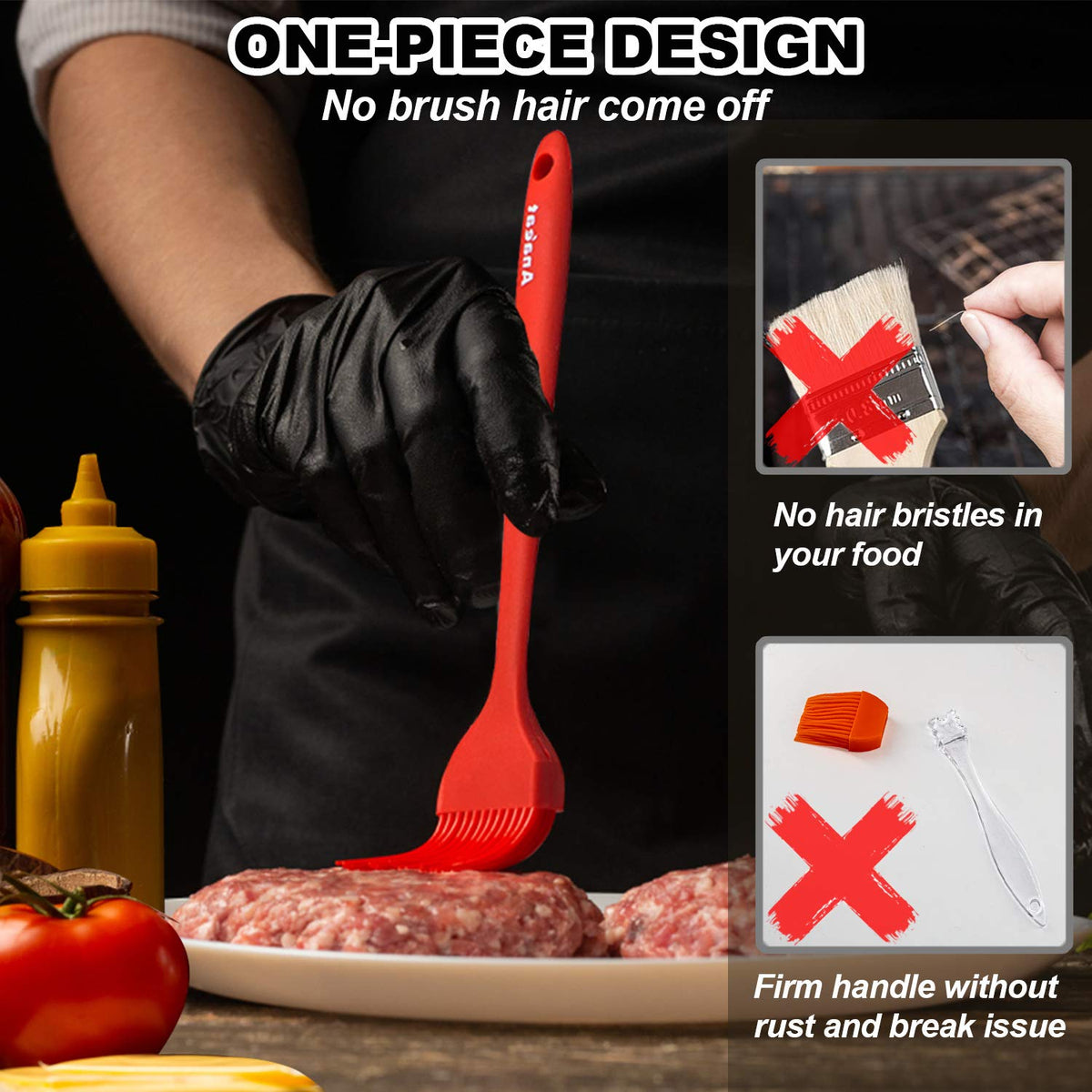 Anaeat High Heat Resistant Silicone Basting Pastry Brush Set Of 5- Hyg ...