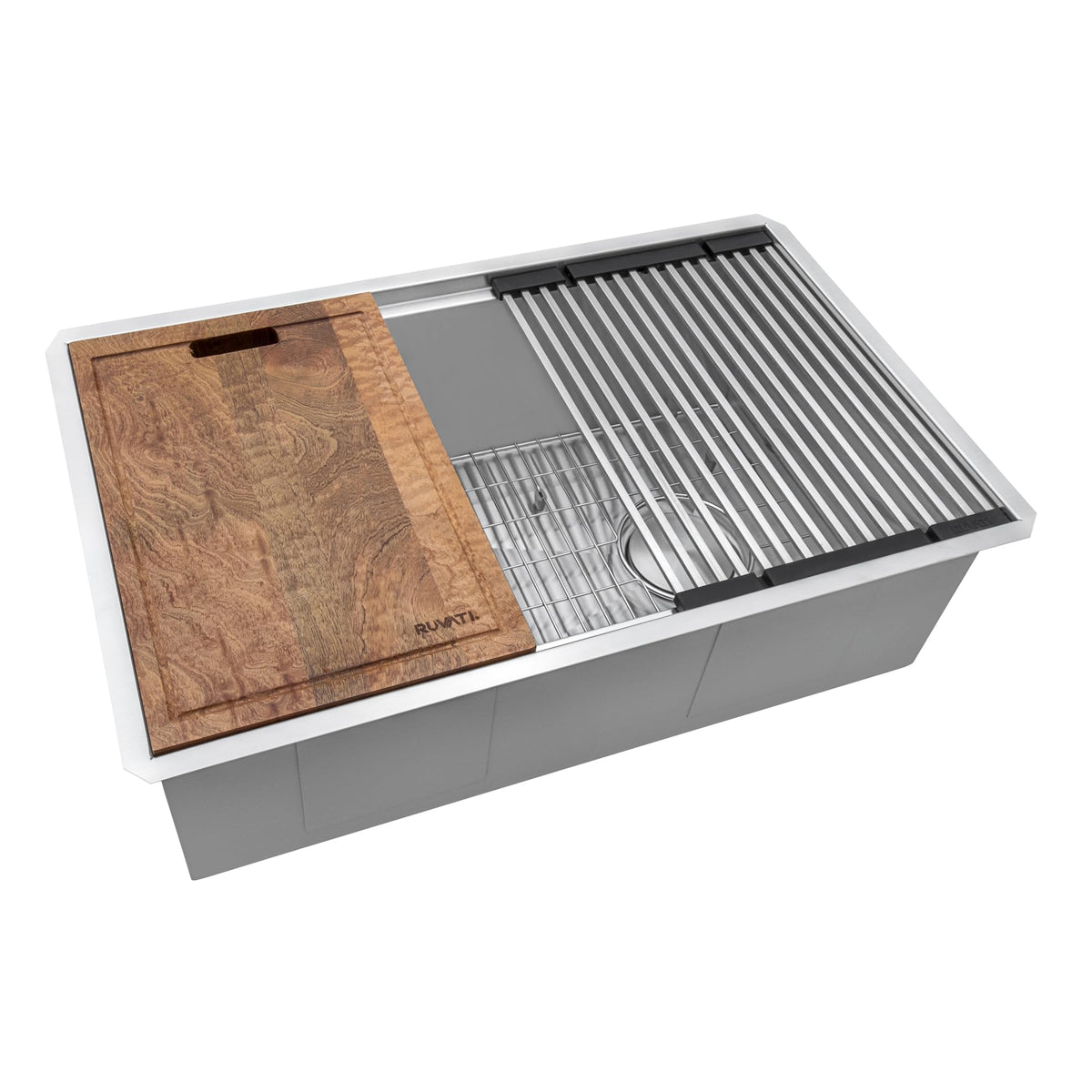Ruvati 33-Inch Workstation Slope Bottom Offset Drain Undermount 16 Gau ...