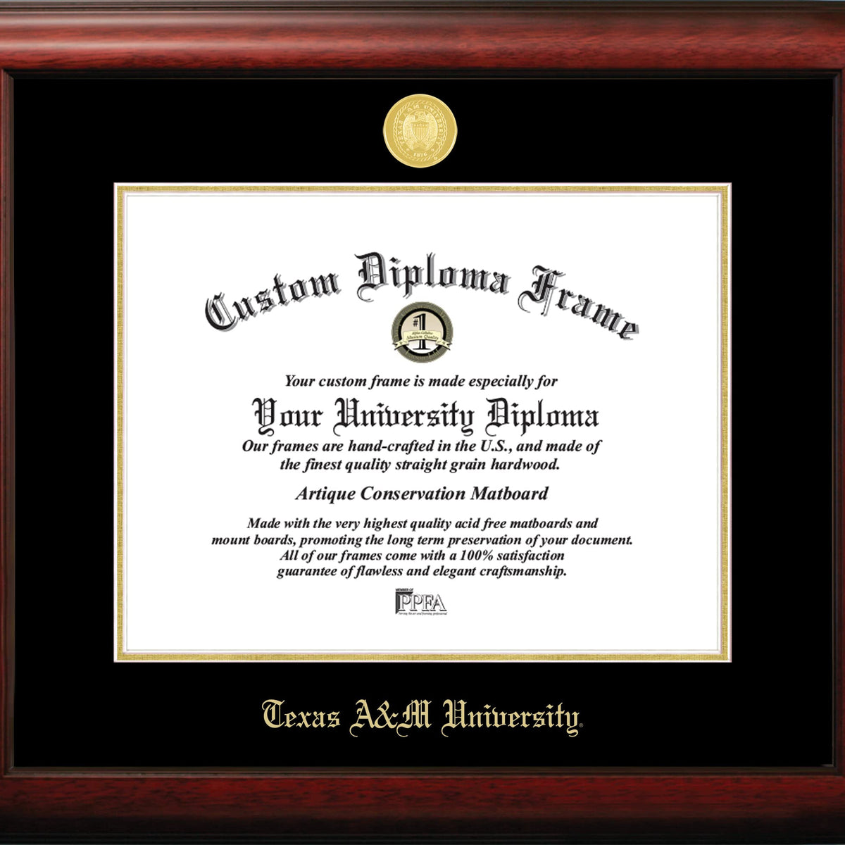 Campus Images TX953GED Texas A&M University 14w x 11h Gold Embossed Di ...
