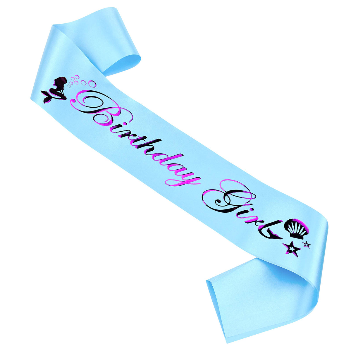 Mermaid Birthday Girl Sash For Women,Blue Satin Purple Glitter Foil Sa ...