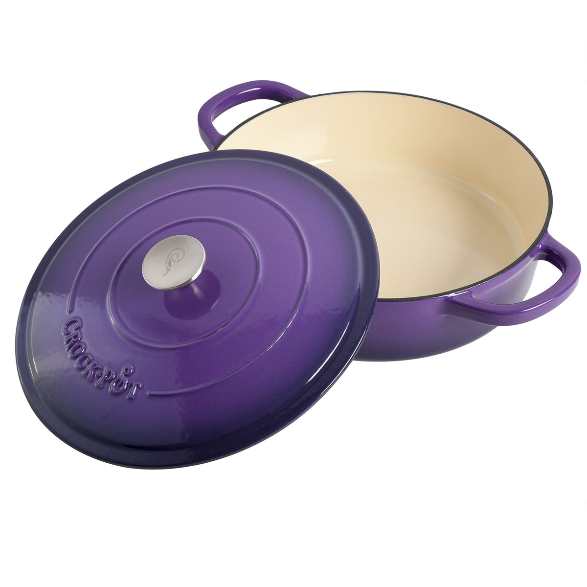 Crock-Pot Cast Iron Braiser, 5 Quart, Lavender Purple, Enameled with L ...