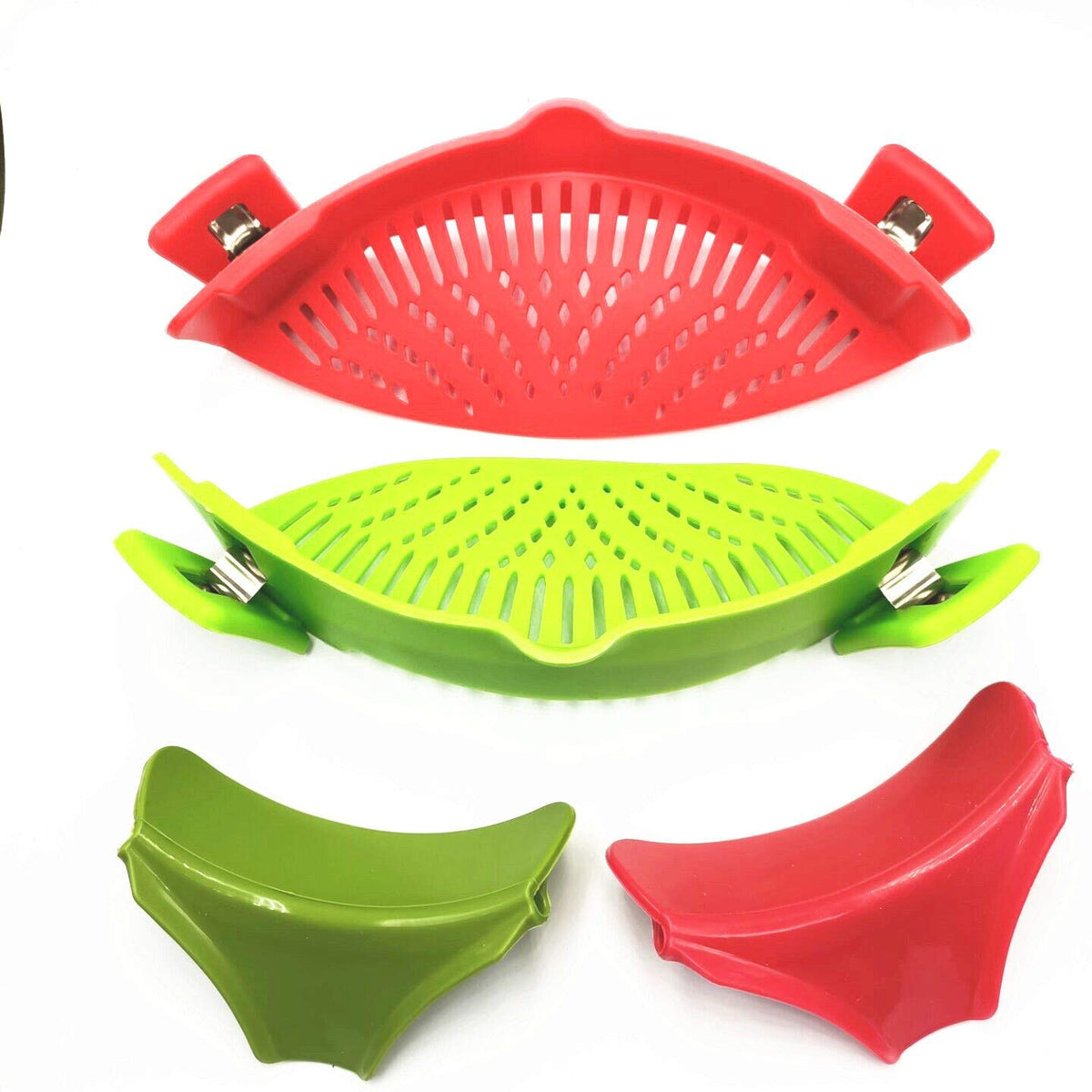 2 Packs Strain Pan Strainer, Clip-On Silicone Strainer With Slip-On Bo ...