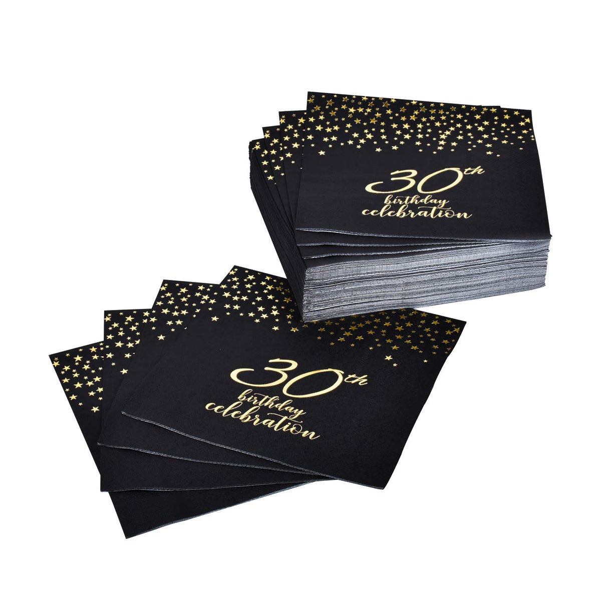 Gatherfun 30Th Birthday Napkin Disposable Paper Napkins Black And Gold ...