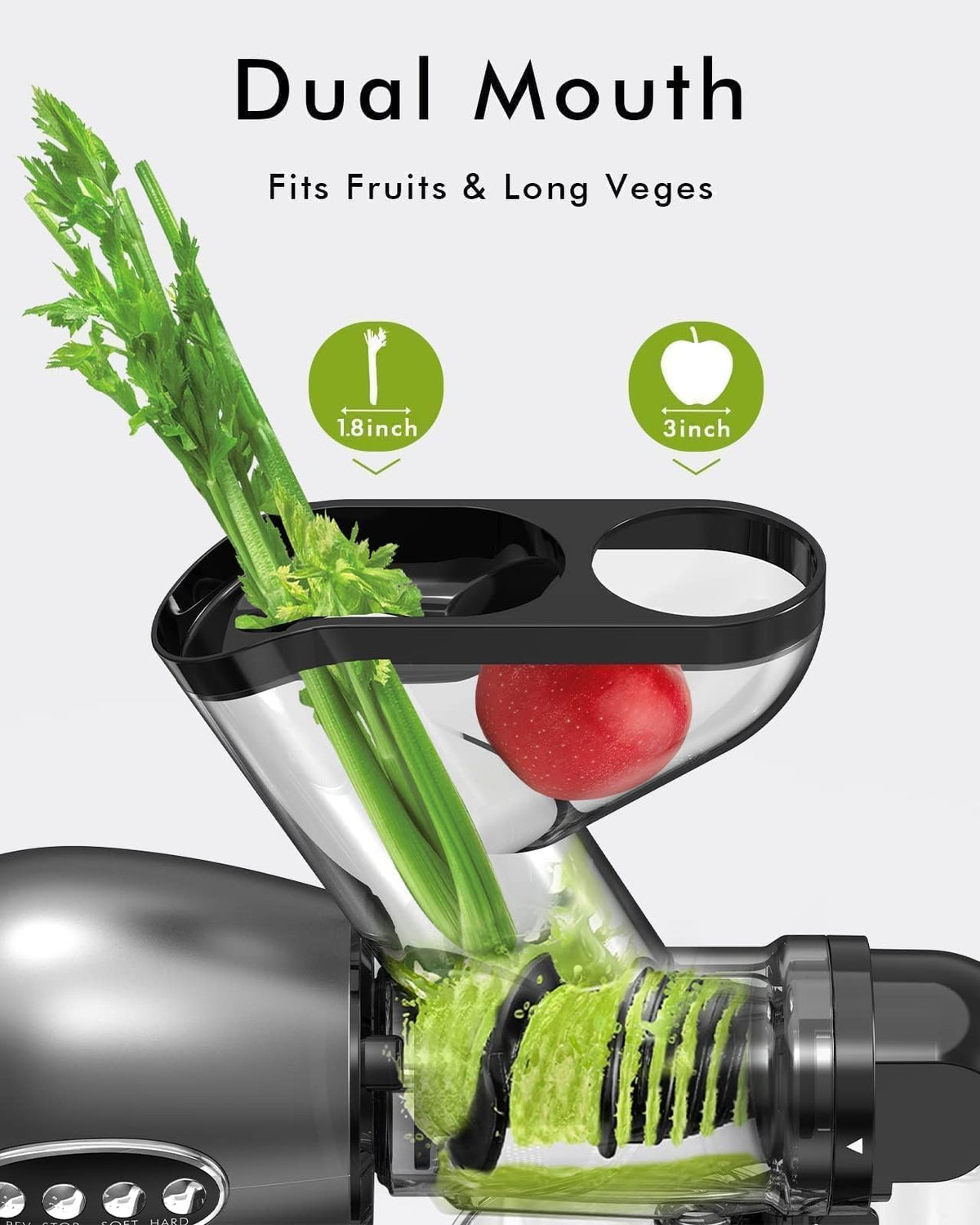 Sifene Cold Press Juicer, 3 Wide Dual Chute Whole Slow Masticating Jui ...