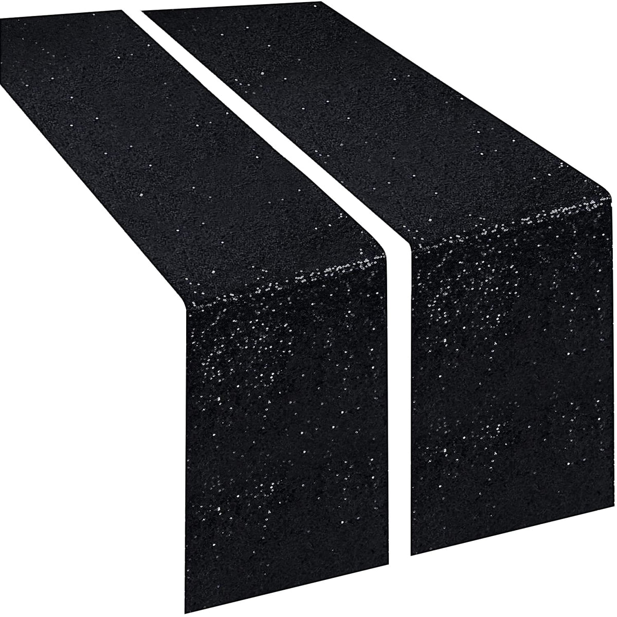 Yuboo Black Sequin Table Runners 12''X 108'', 2 Pack Glitter Table Run ...