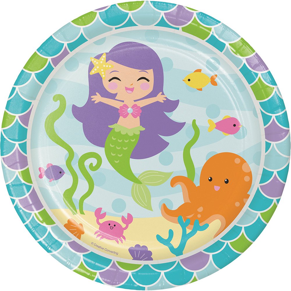 Creative Converting Mermaid Friends Paper Dinner Plates (8Ct ...