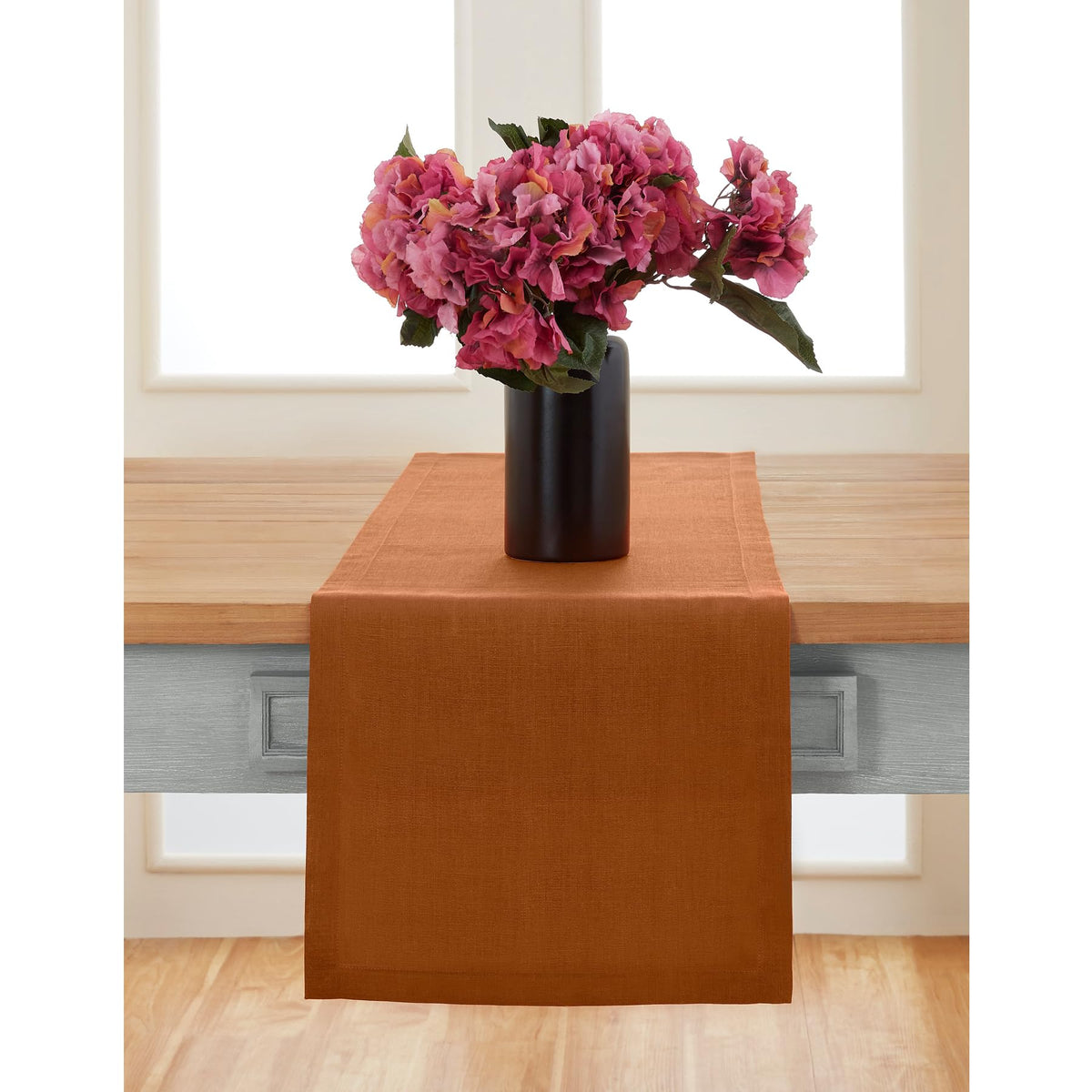 Solino Home Linen Cinnamon Table Runner 48 Inches - 100% Pure Linen Fa ...