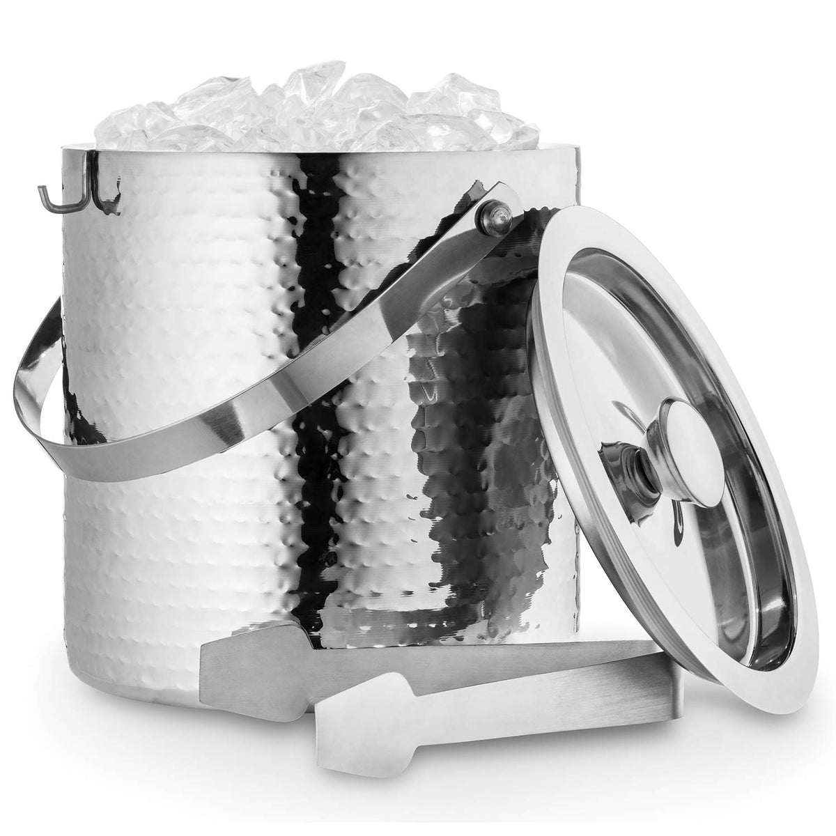 Hammered Ice Bucket - Ice Bucket With Tongs - Insulated Ice Bucket Wit ...