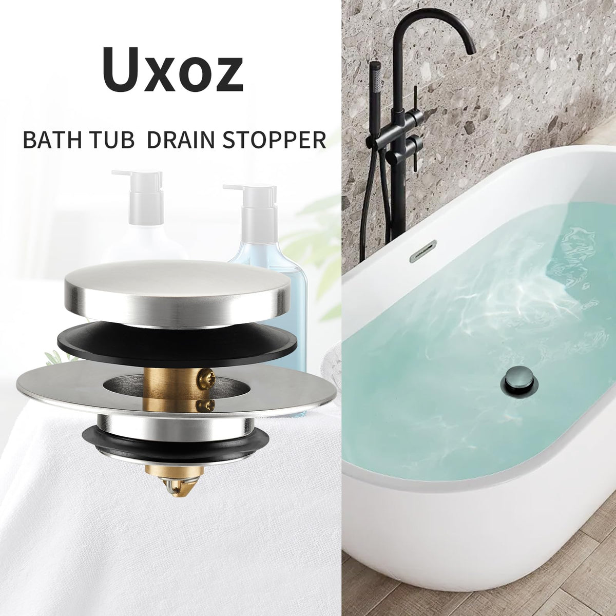Bathtub Drain Stopper, Uxoz Universal Tub Stopper For Replacing Tip To ...