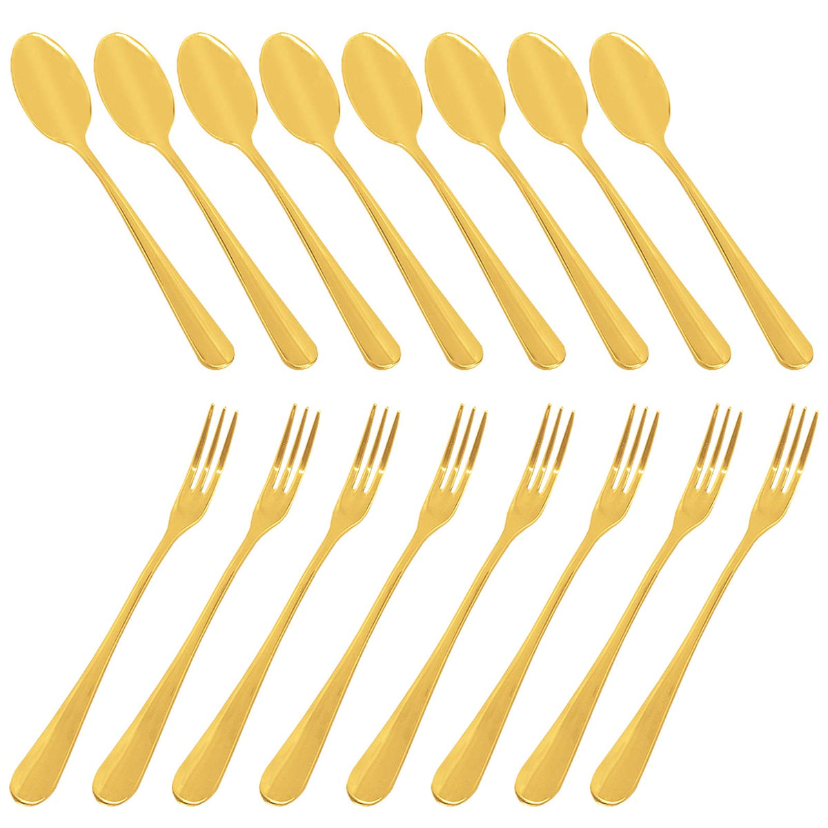 Set Of 16 Gold Demitasse Espresso Spoon (4 Inch) And Stainless Steel F ...
