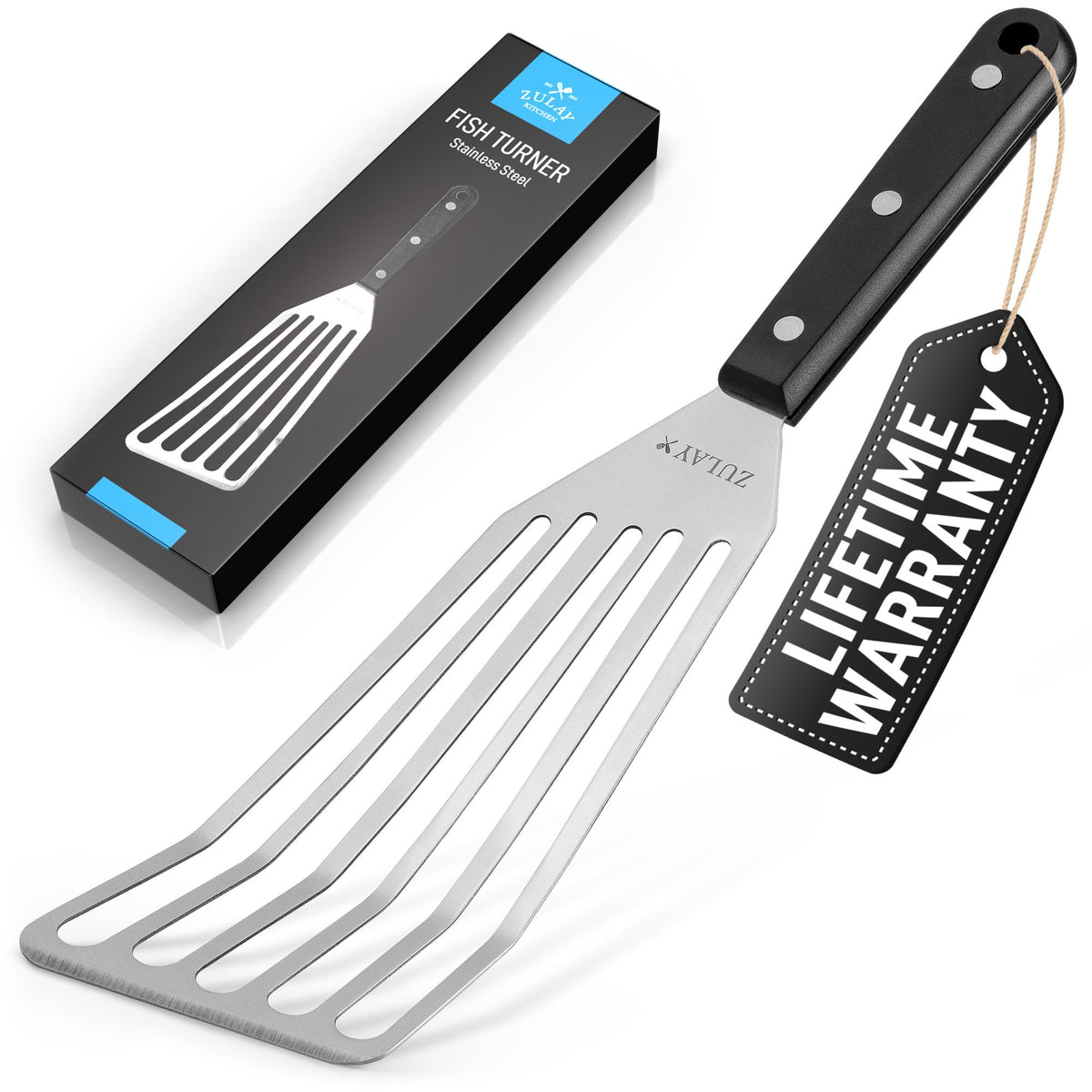 Zulay Kitchen Fish Spatula Stainless Steel - Fish Spatulas For Non-Sti ...