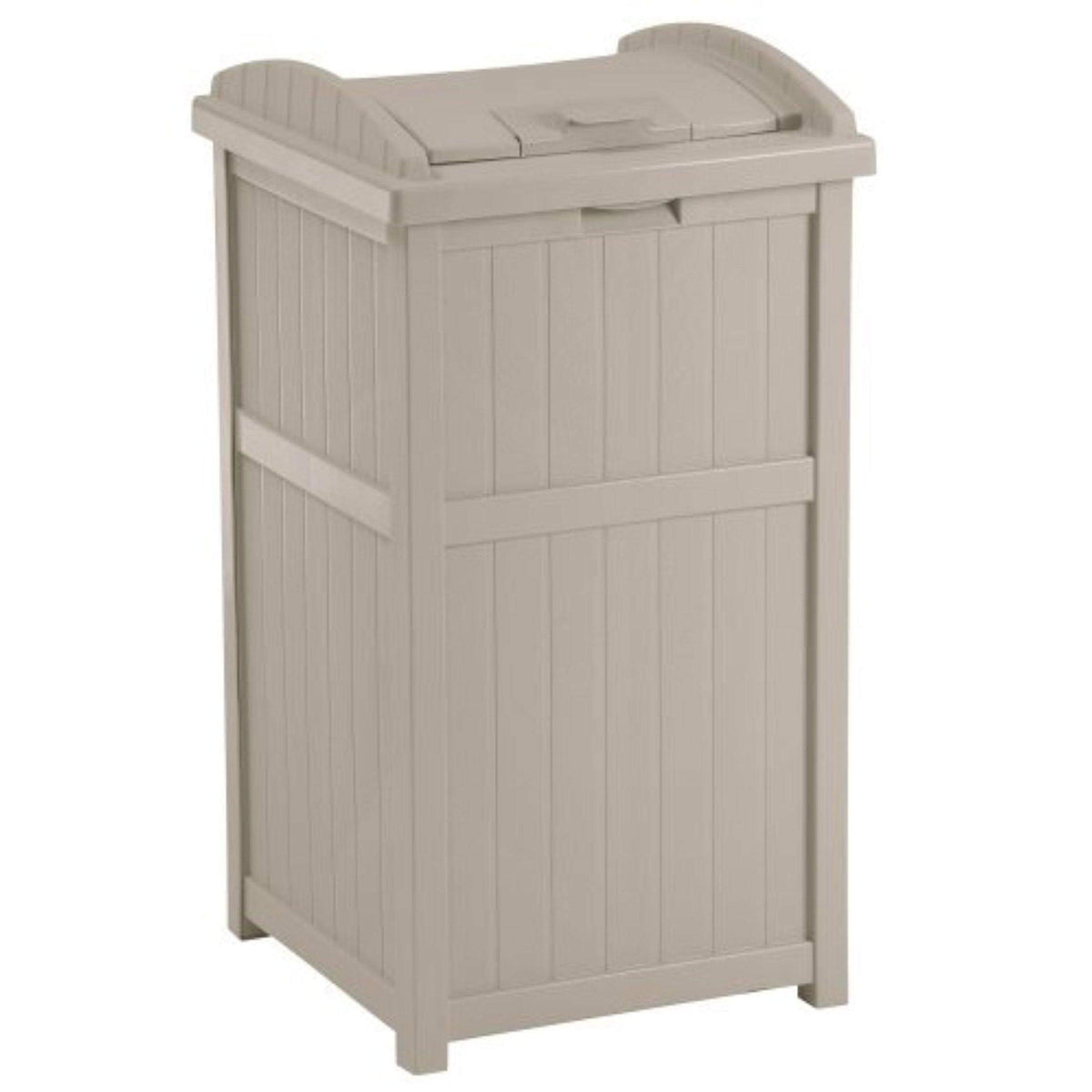 Suncast Trash Hideaway Outdoor Patio 33 Gallon Trash Can Bin, 1 Java A ...